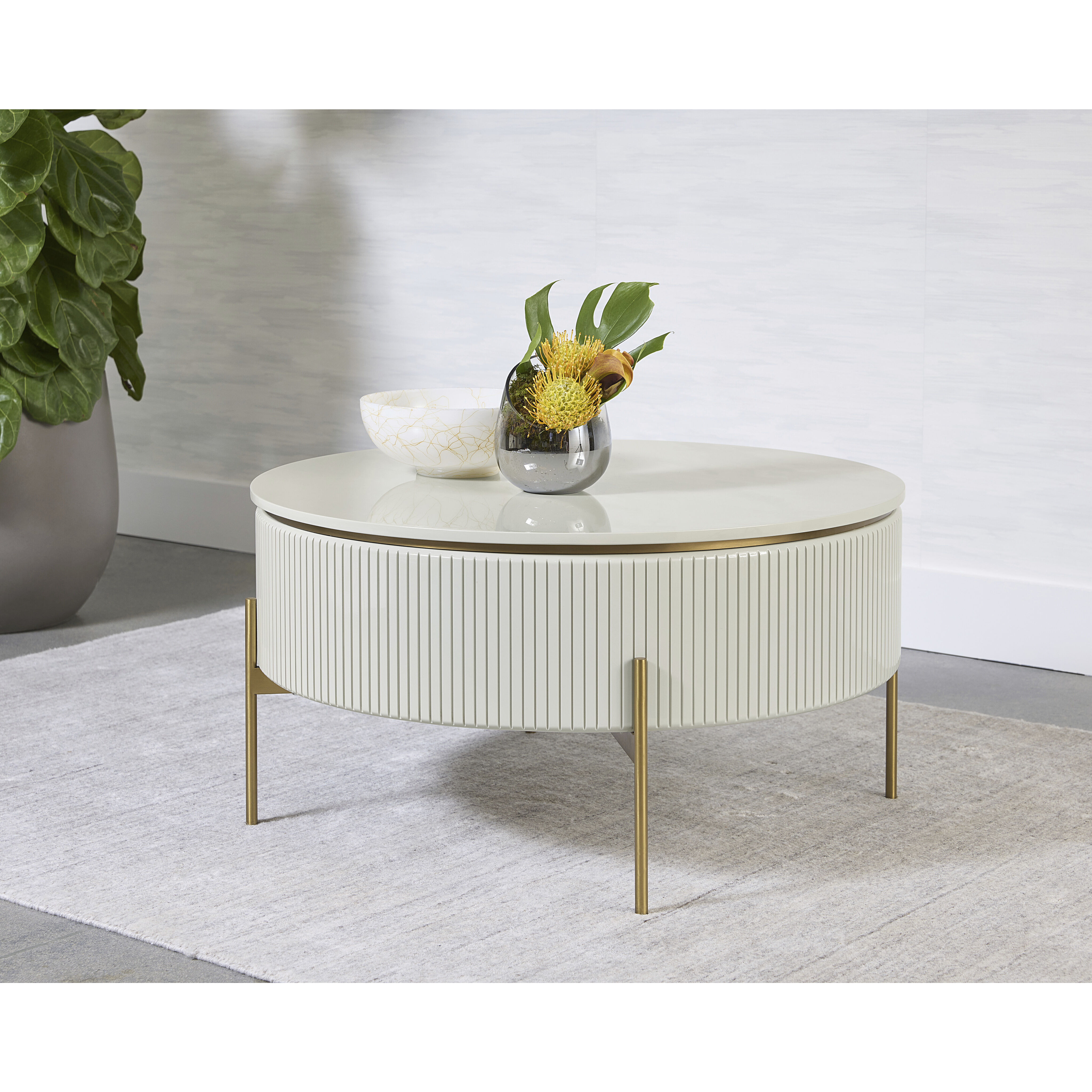 SUNPAN 108335 Paloma 33.25 X 17.75 inch High Gloss Cream Lift Top Coffee Table Lift Top